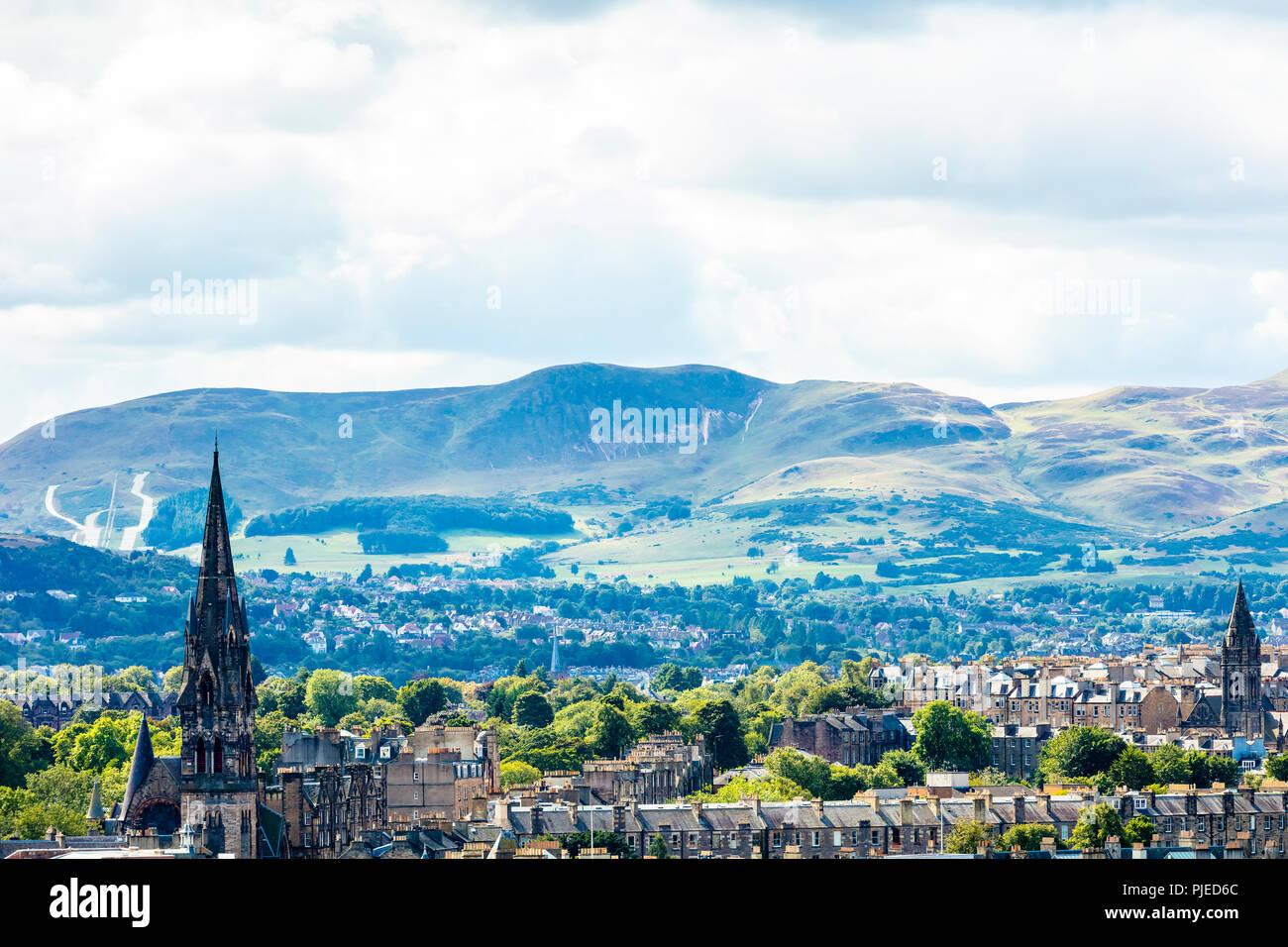 Edinburgh cityscape urban building skyline aerial view from Edinburgh ...