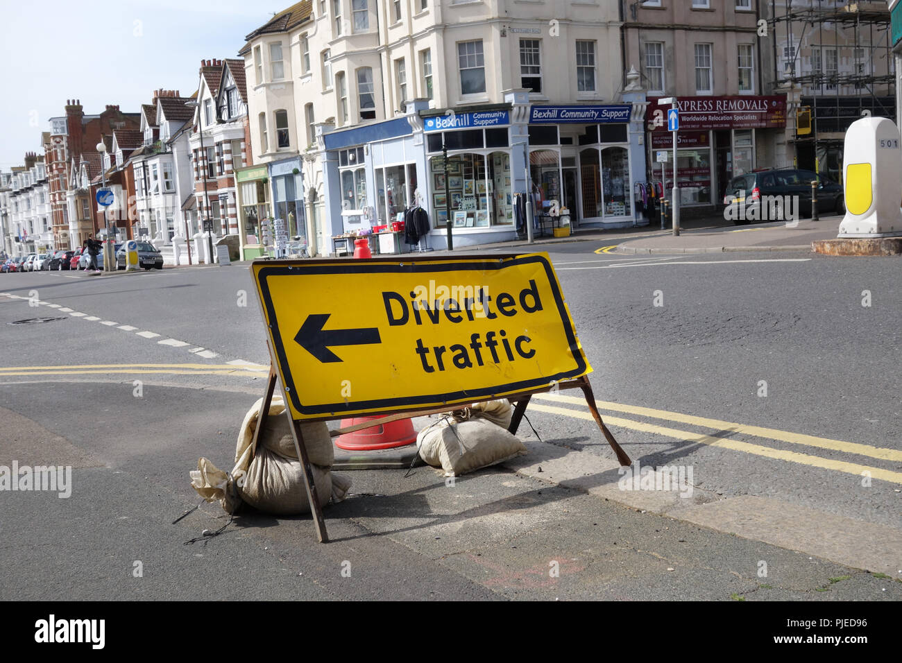 Road signage diverted traffic hi-res stock photography and images - Alamy