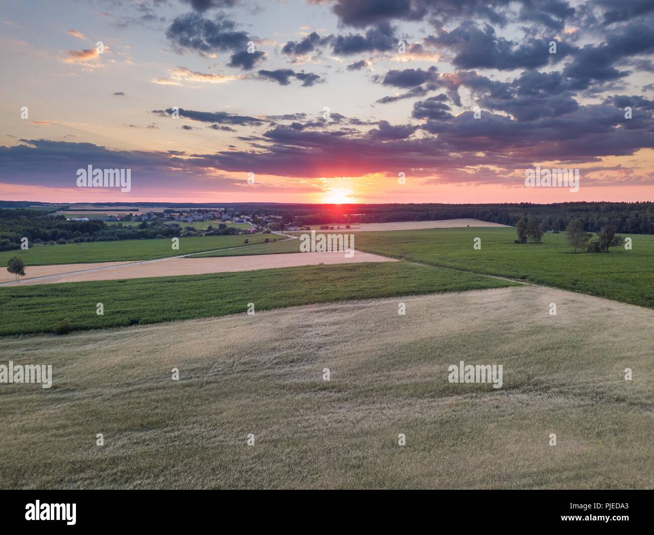 Aerial pov summer fields forest hi-res stock photography and images - Alamy
