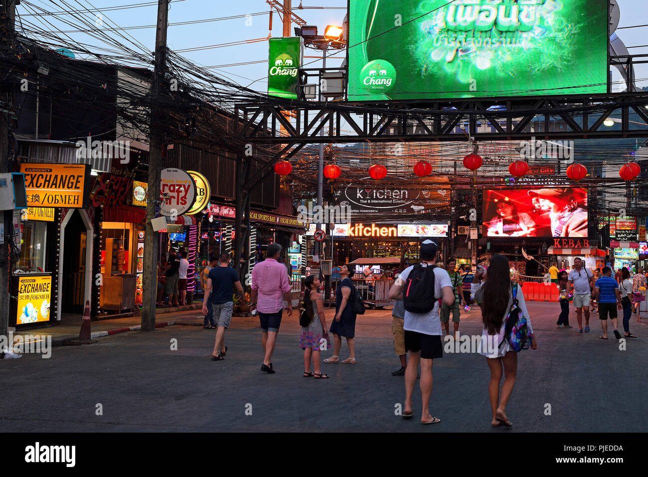 Tourists between bars, shops and restaurants on the Bangla Road, party ...