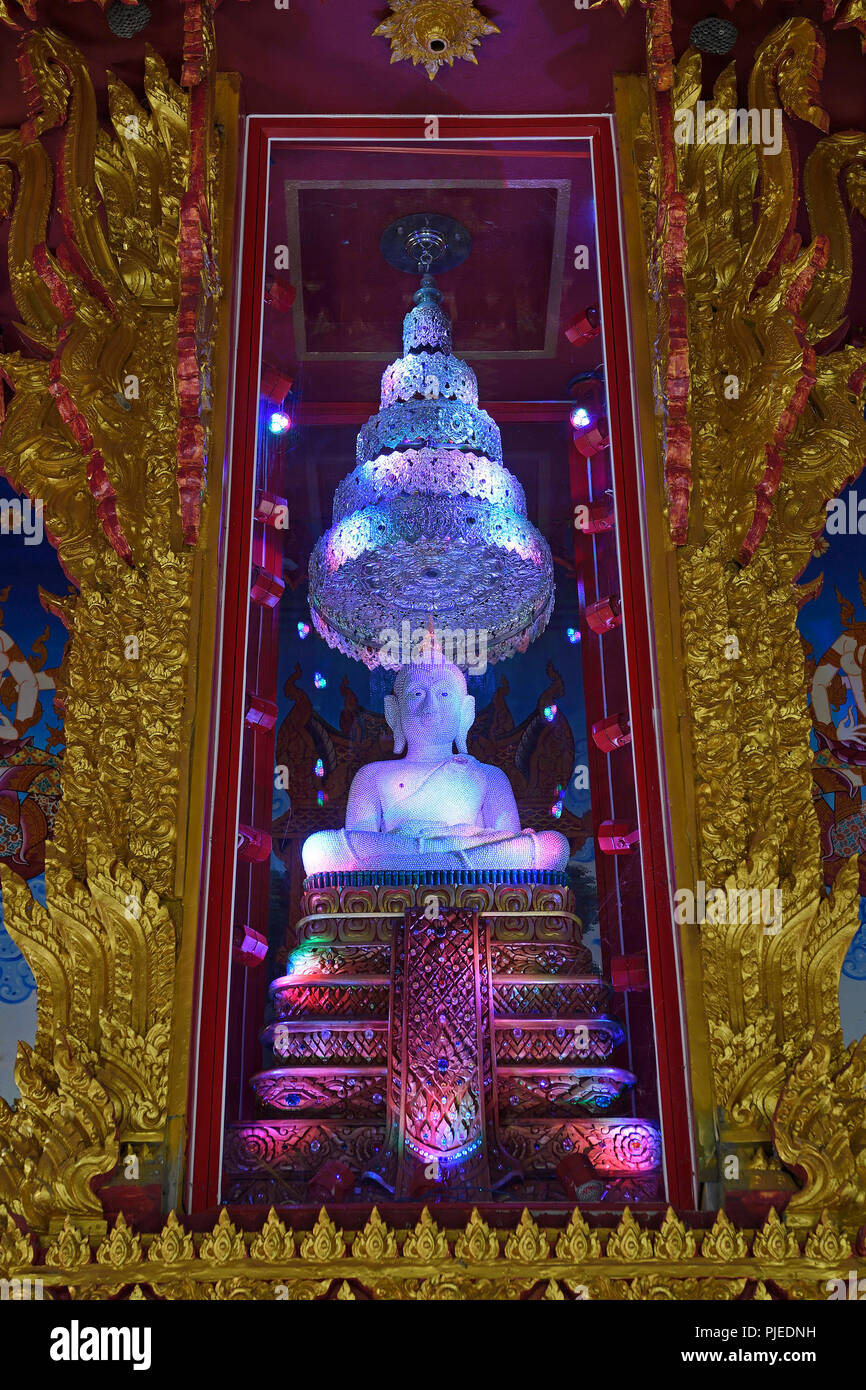 with pearls Buddha took statue in the temple Wat Khao Rang, Phuket ...