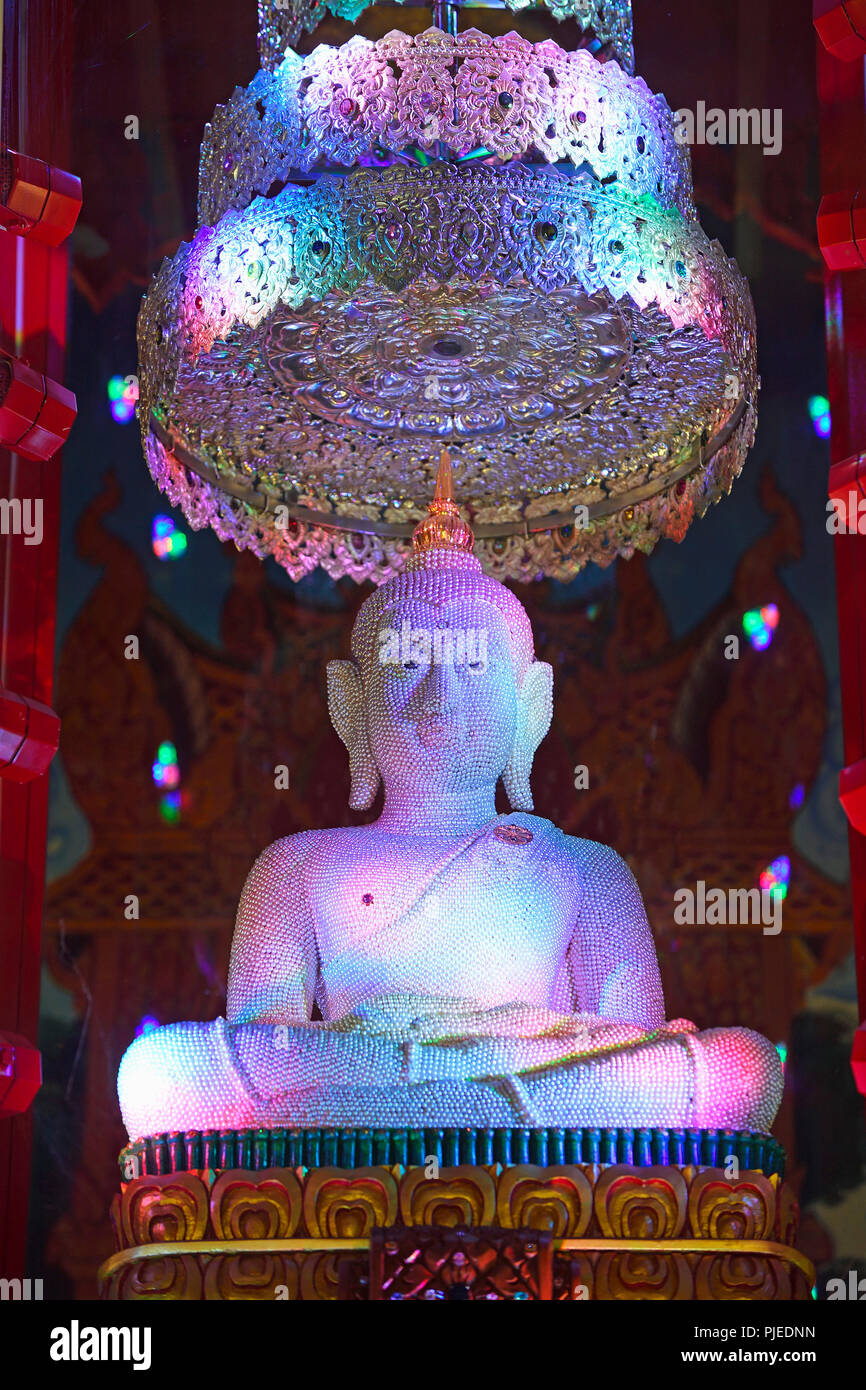 with pearls Buddha took statue in the temple Wat Khao Rang, Phuket ...