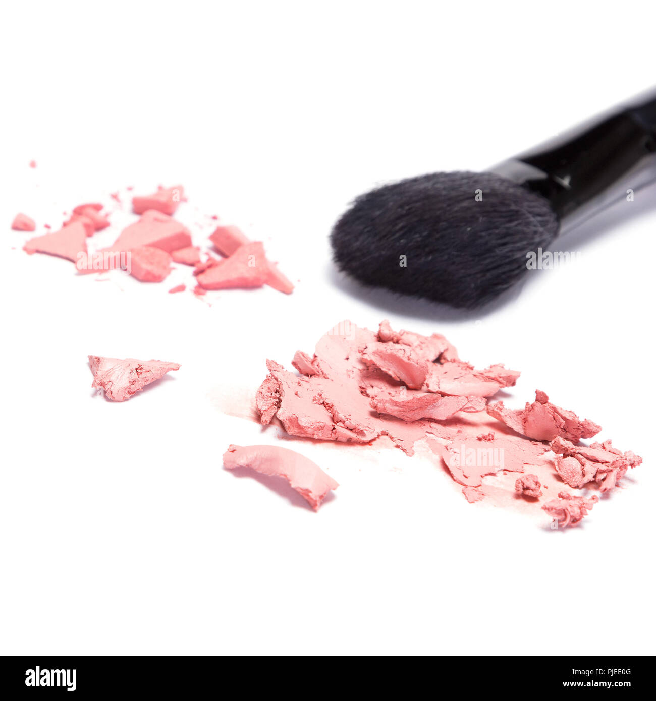 Different types of blush. Close-up of smeared cream blush and crushed ...