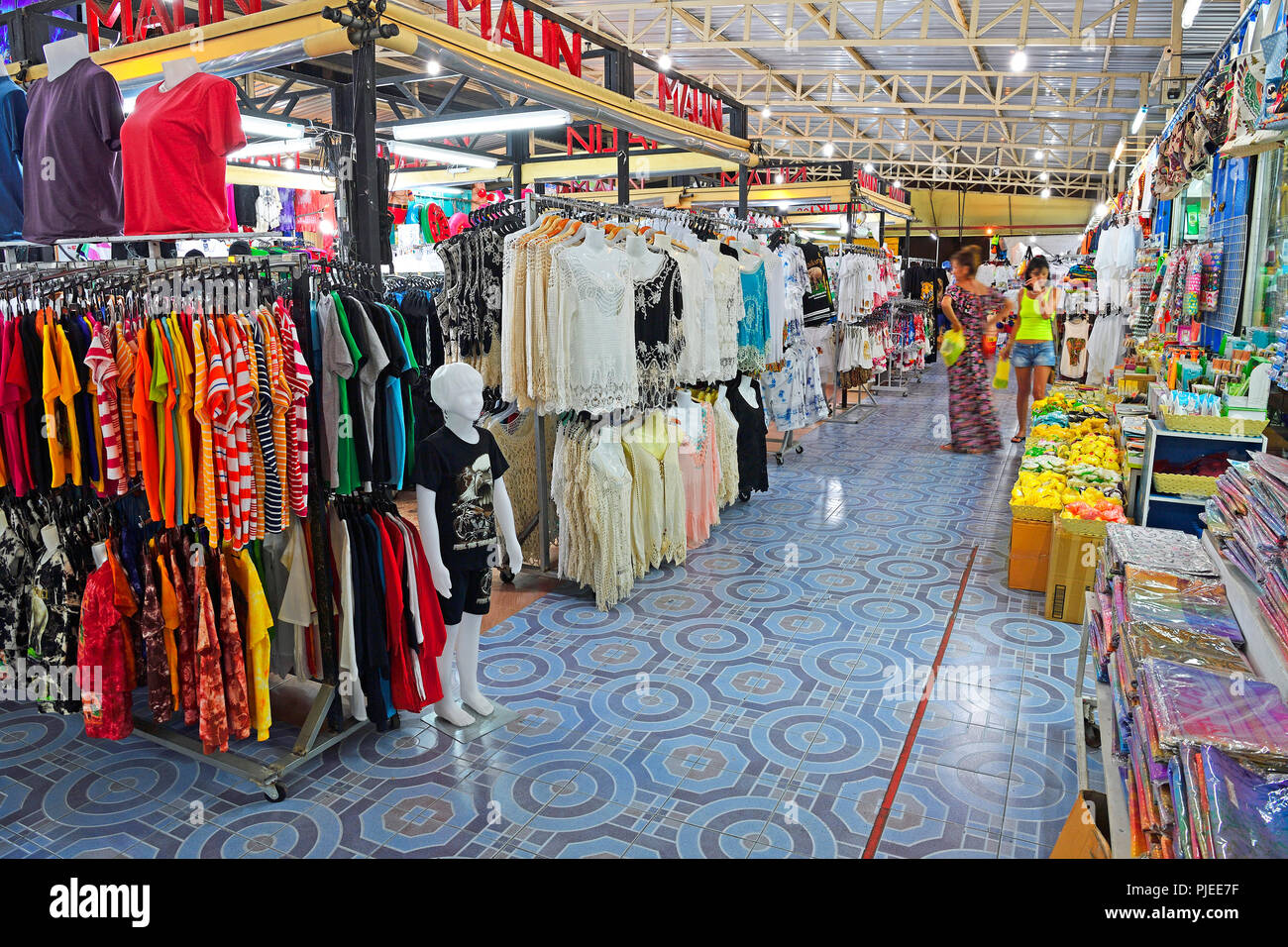 States with textiles and other, night market of Patong Beach, Phuket ...
