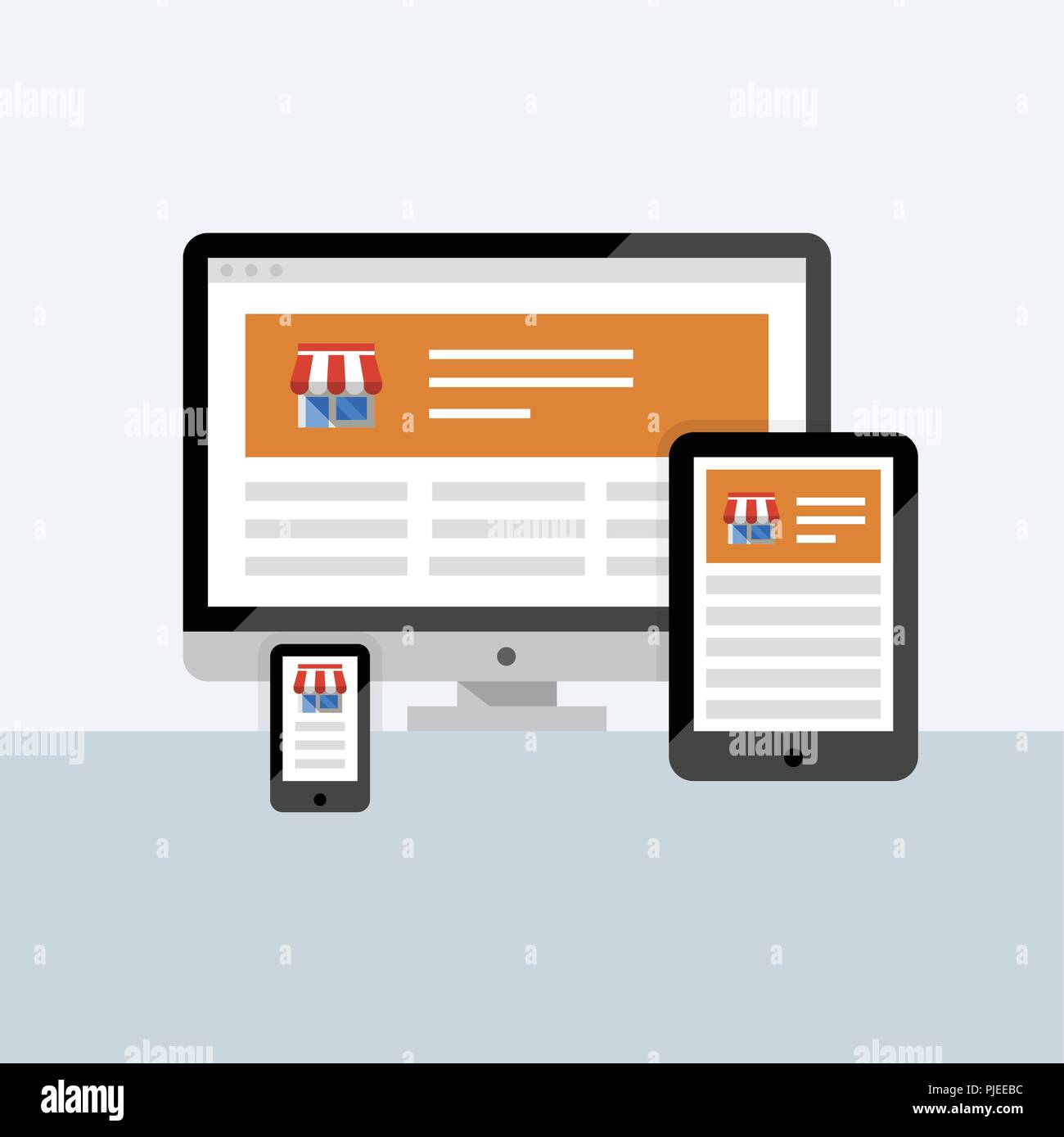 Devices including computer monitor, cellphone and tablet Stock Vector ...