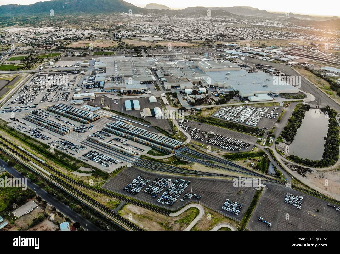 Aerial view of the Ford Motor Company automotive company in the ...