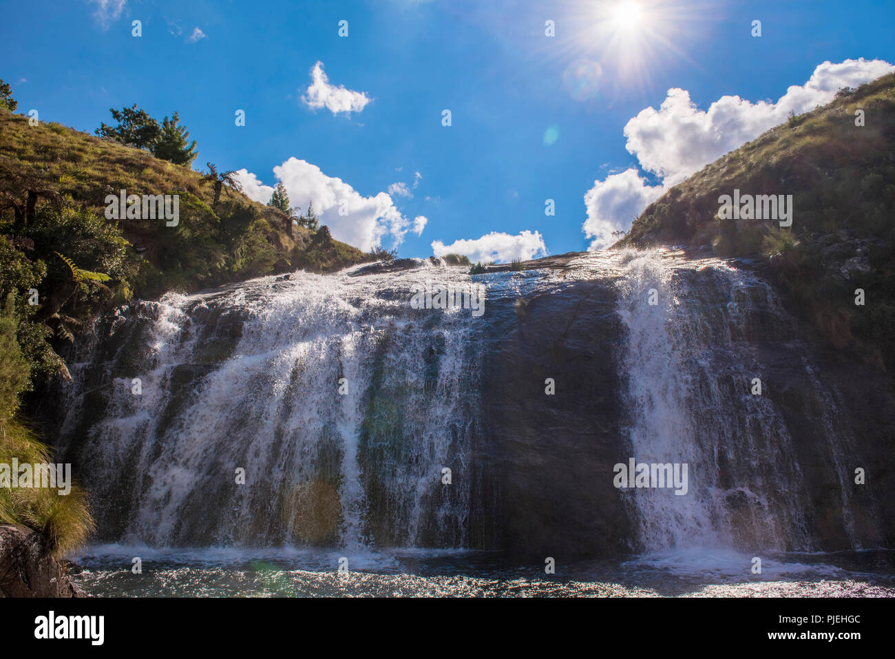 A flyfisherman fishes at Temburatedza waterfalls in Zimbabwe's Nyanga ...