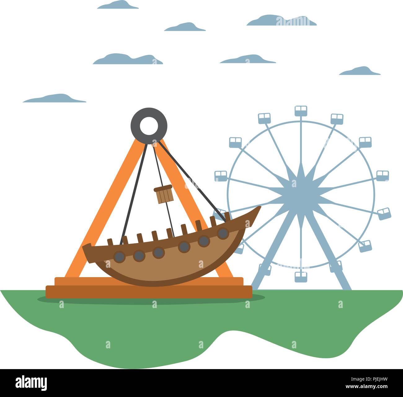 mechanical ship ride and ferris wheel games Stock Vector Image & Art ...