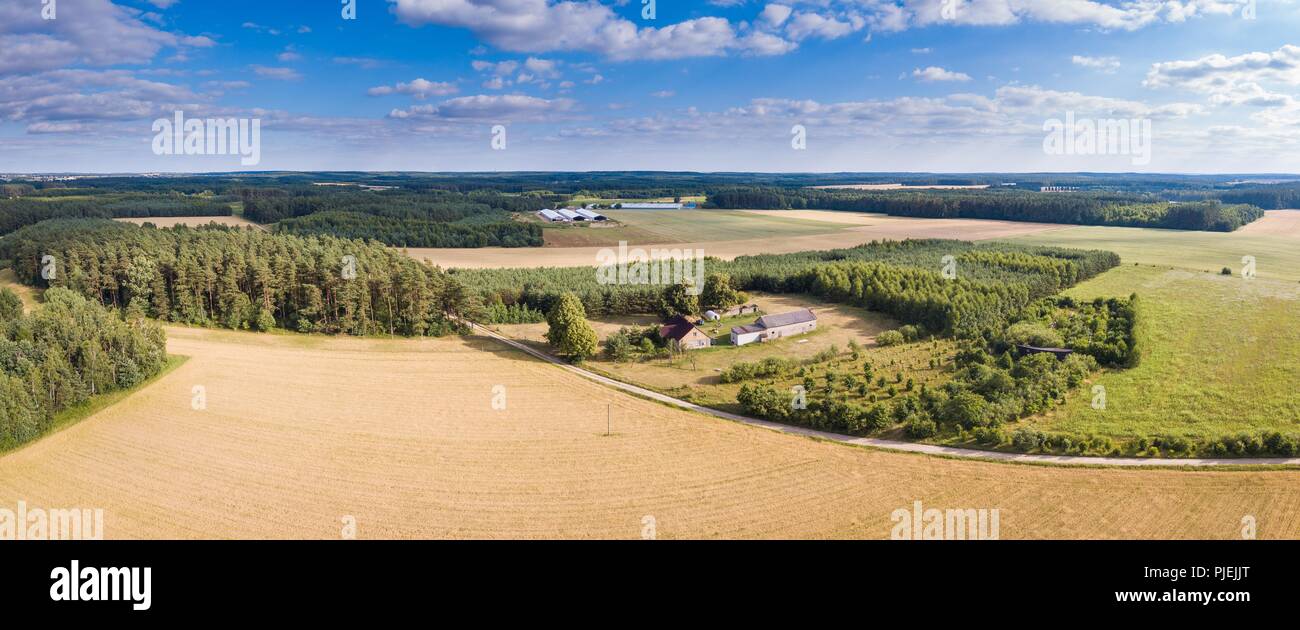 Aerial landscape with house in nature. Calm place in forest Stock Photo ...