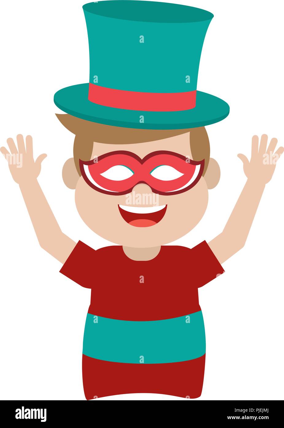 funny carnival boy with hat and mask Stock Vector Image & Art - Alamy