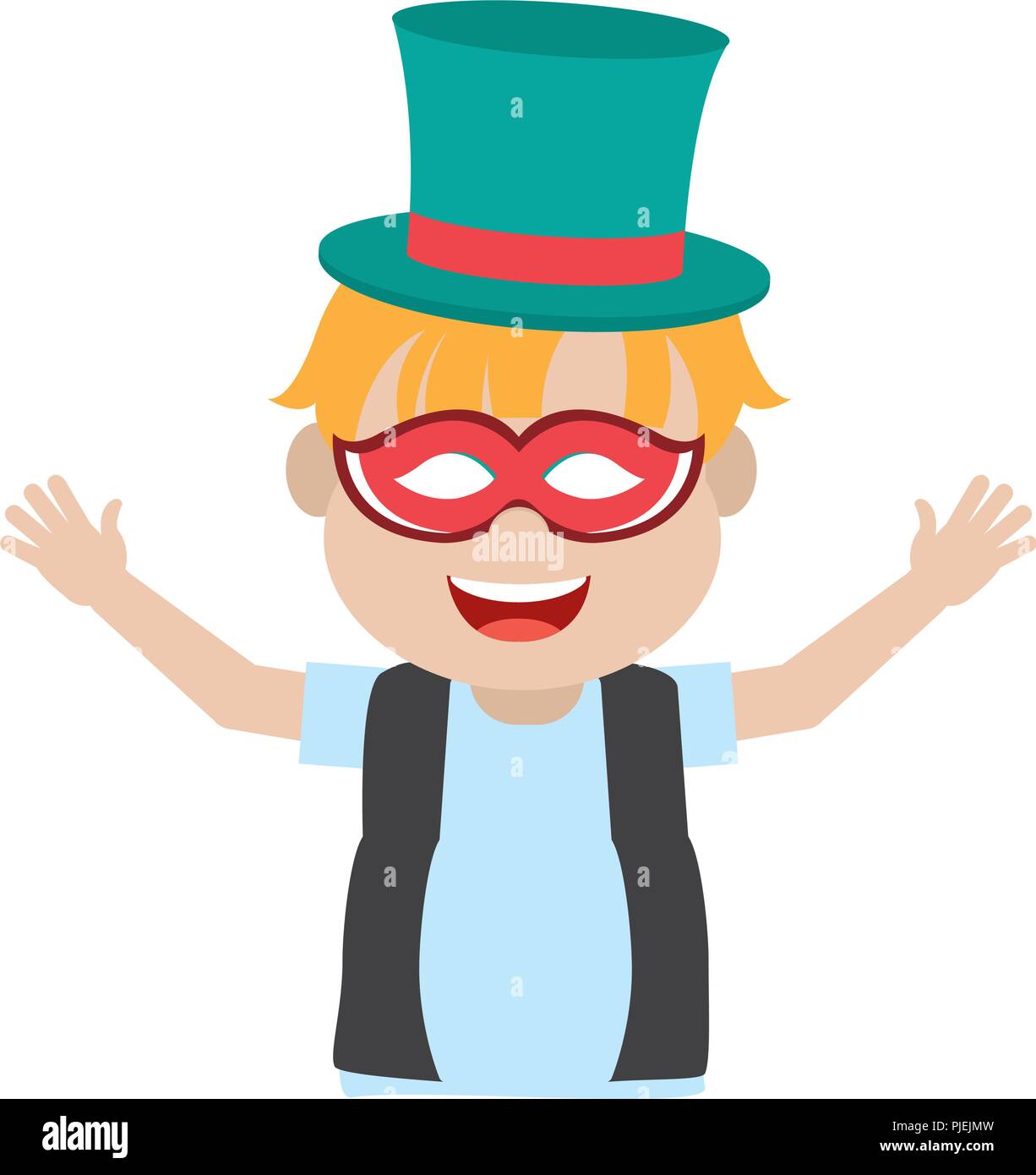cute carnival boy with hat and mask Stock Vector Image & Art - Alamy