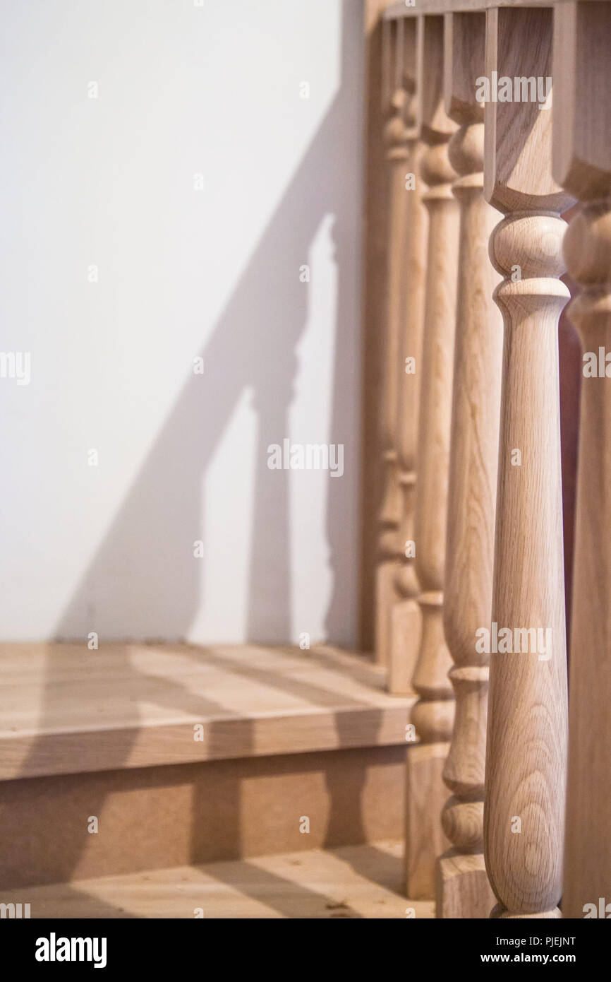 Manufacturing, repair of wooden stairs in a residential building Stock ...