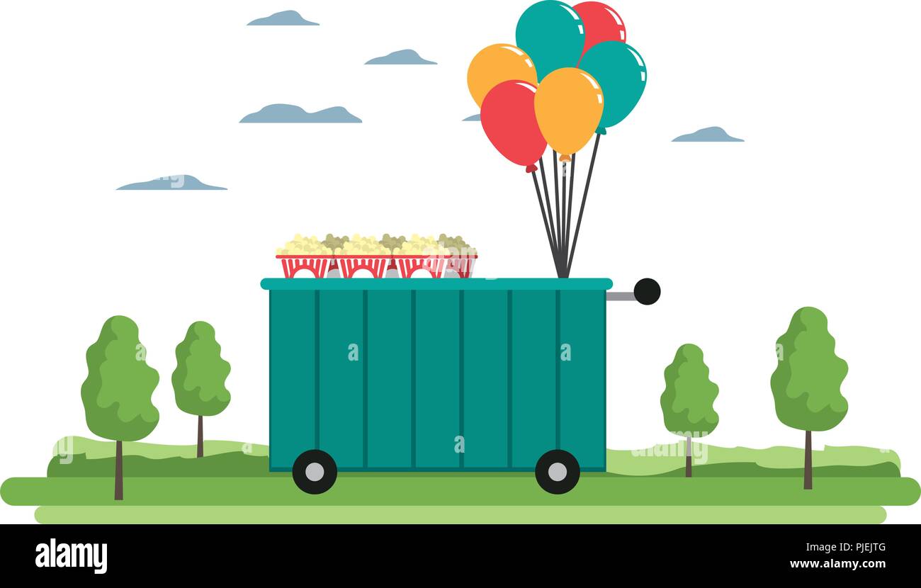 carnival shop car with delicious popcorn Stock Vector Image & Art - Alamy