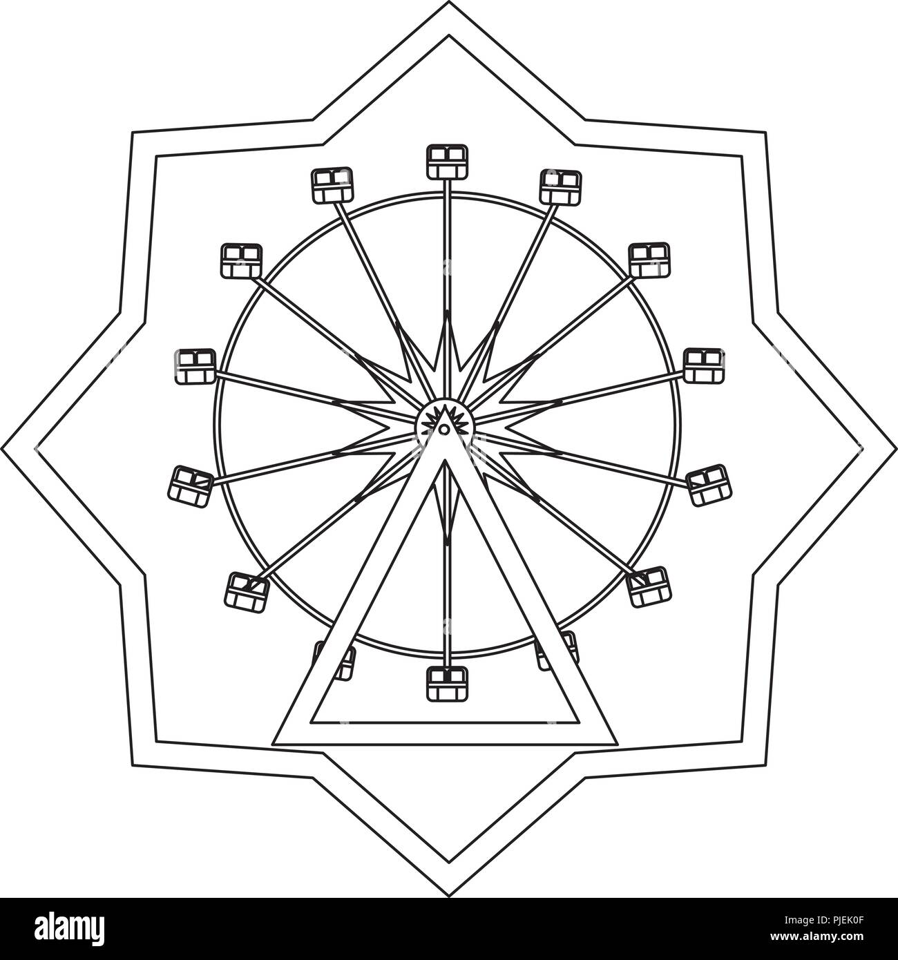 line ferris wheel mechanical game inside star Stock Vector Image & Art ...
