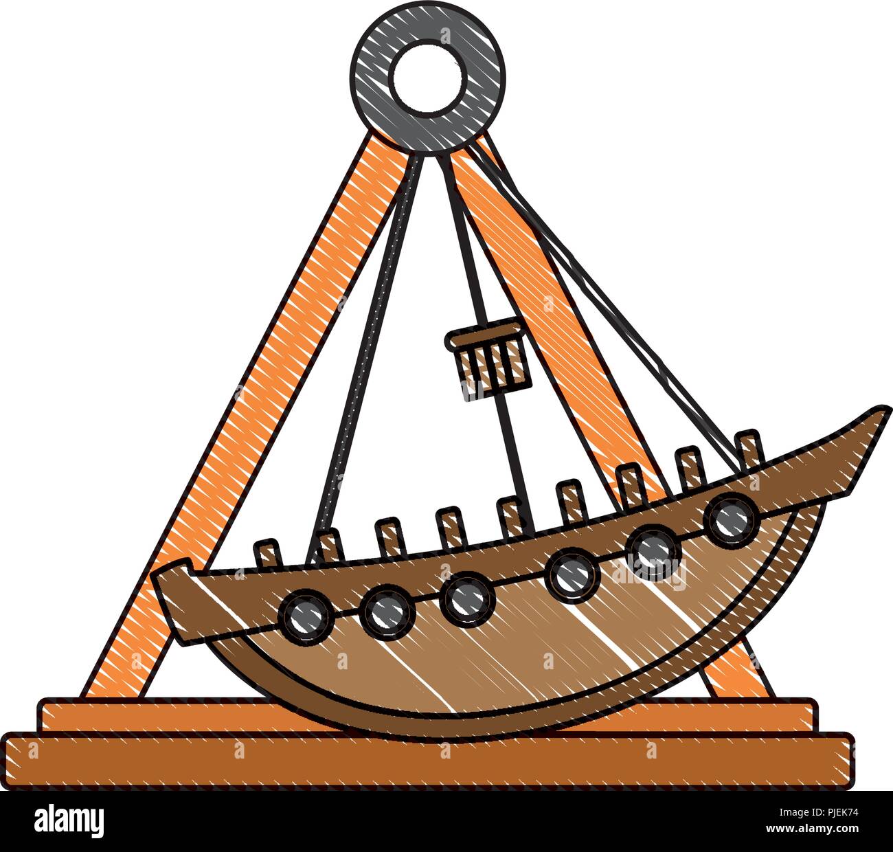 doodle mechanical ship ride carnival game Stock Vector Image & Art - Alamy