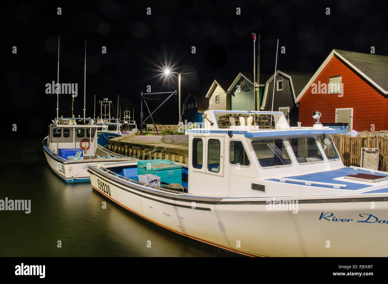 French River harbour, buildings, equipment and boats, photographed at ...