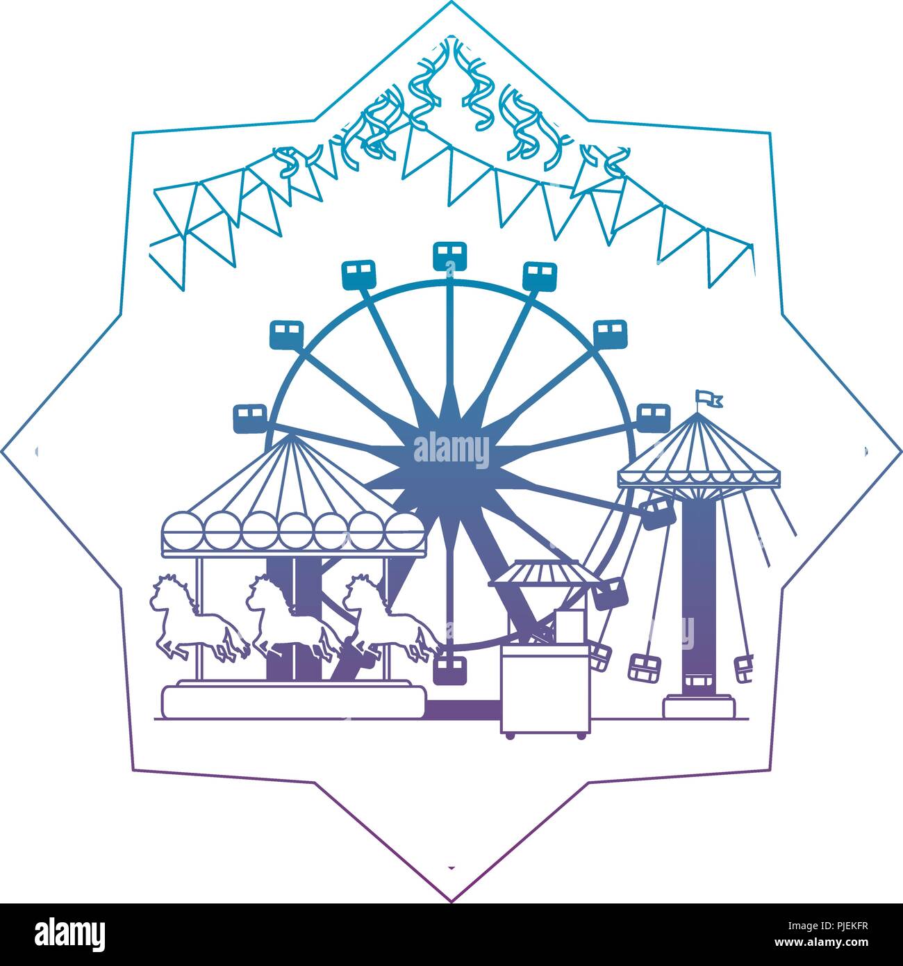 degraded line mechanical ride carnival games inside star Stock Vector ...