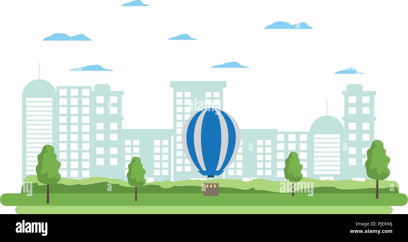 building urban architecture and air balloon Stock Vector Image & Art ...