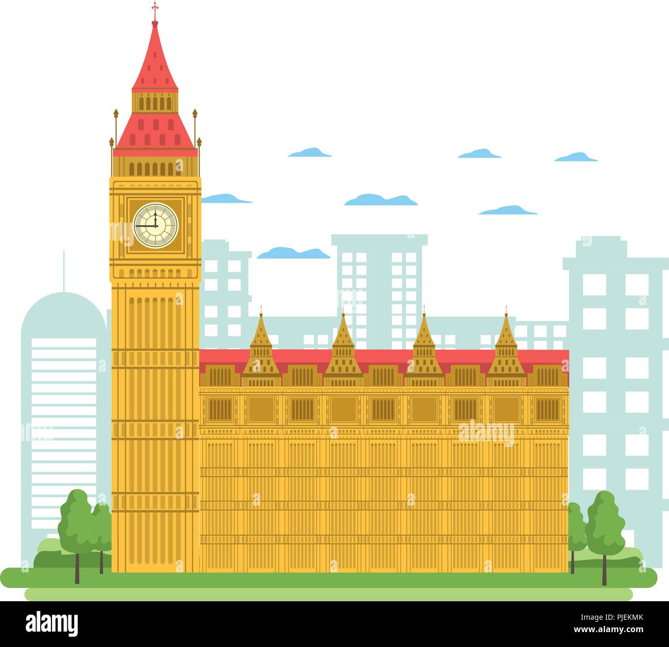 london clock tower and nice trees Stock Vector Image & Art - Alamy