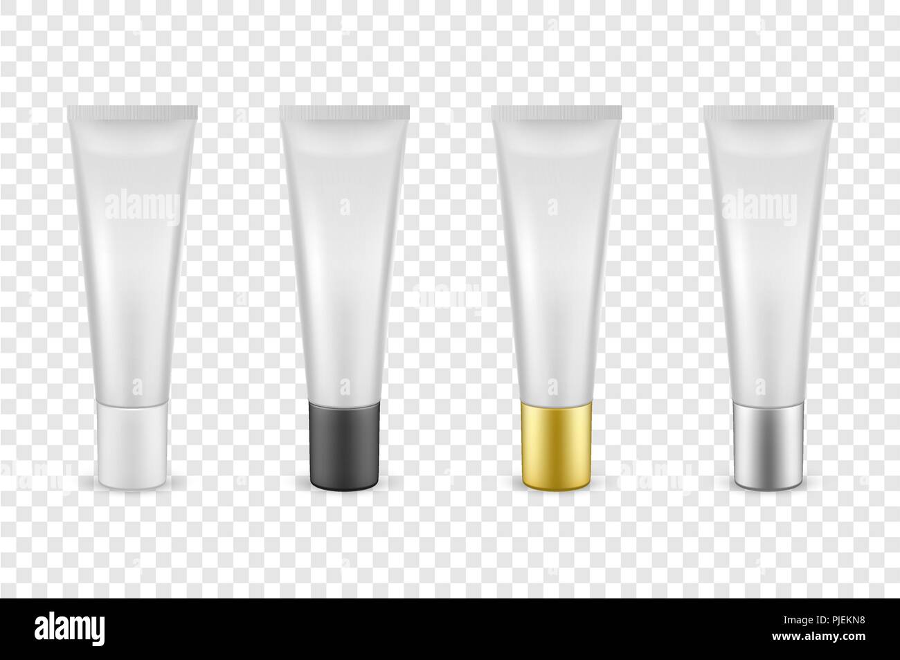 Vector realistic white blank plastic closed cosmetic tube icon set ...