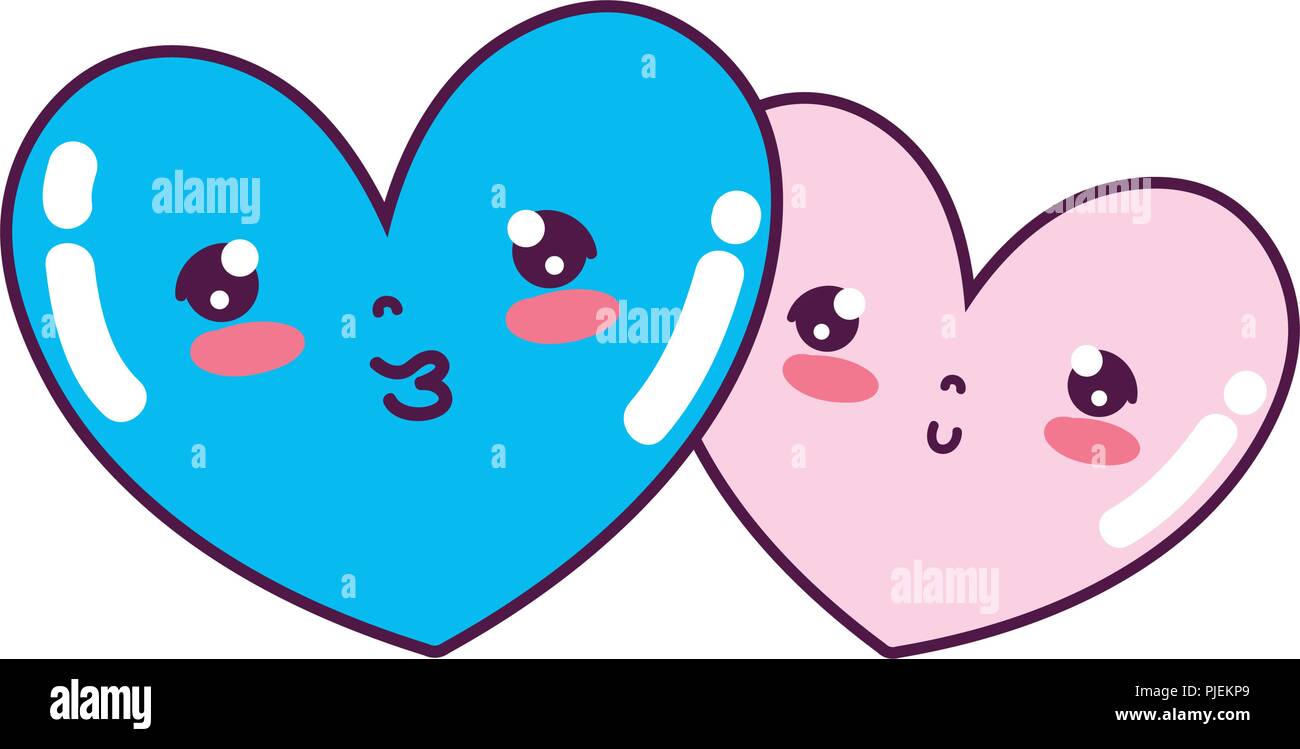 kawaii nice heart couple together Stock Vector Image & Art - Alamy