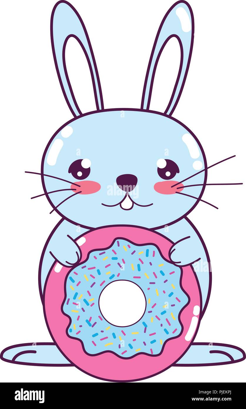 male rabbit animal with sweet donut Stock Vector Image & Art - Alamy