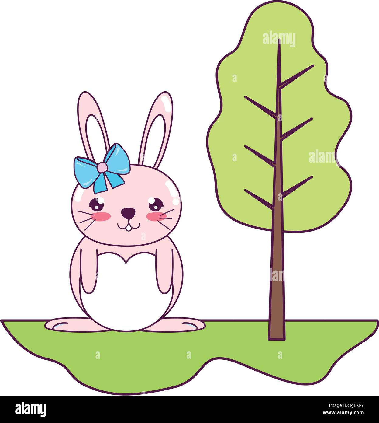 cute female rabbit animal in the landscape Stock Vector Image & Art - Alamy
