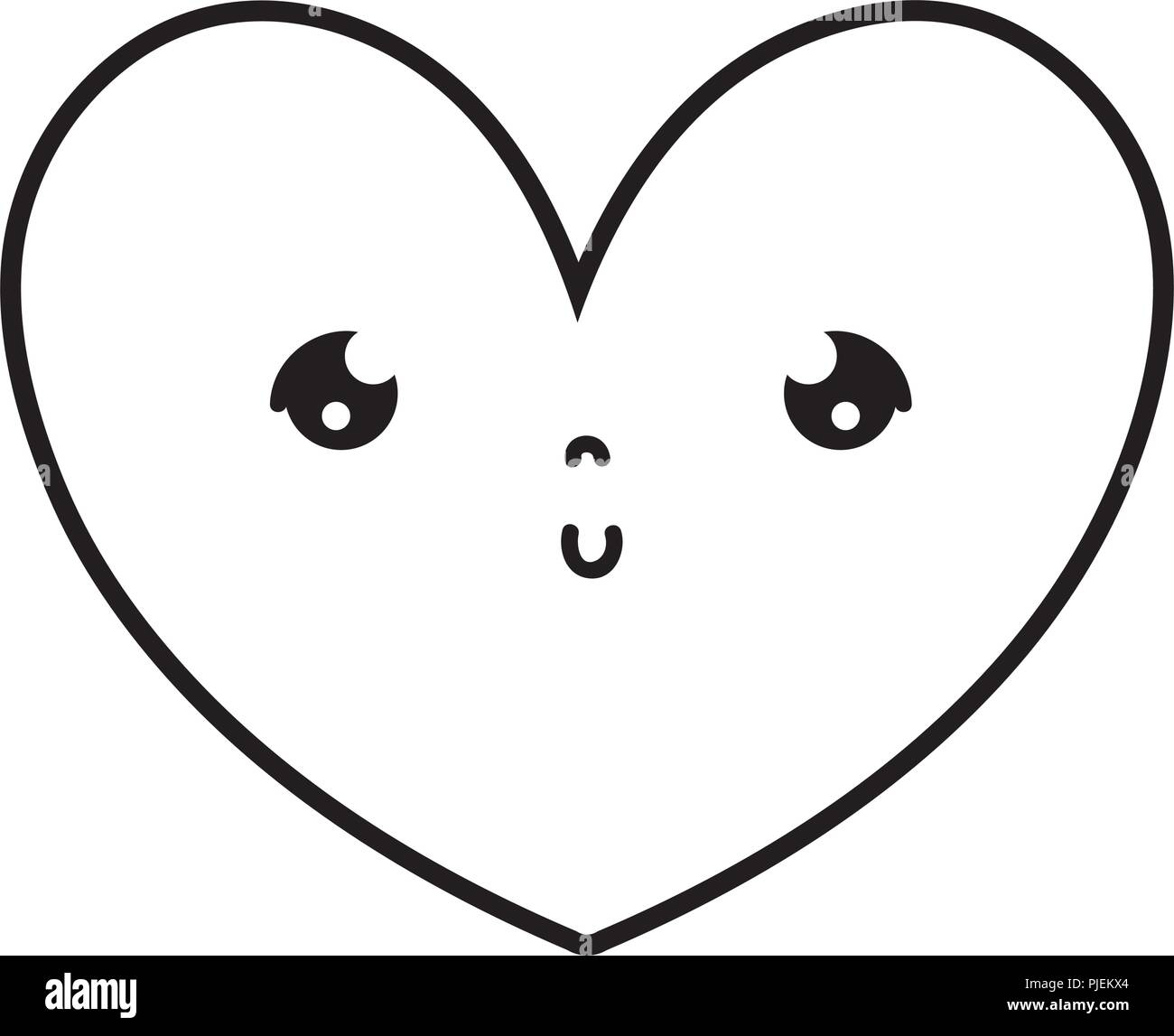 line kawaii cute heart facial expression Stock Vector Image & Art - Alamy
