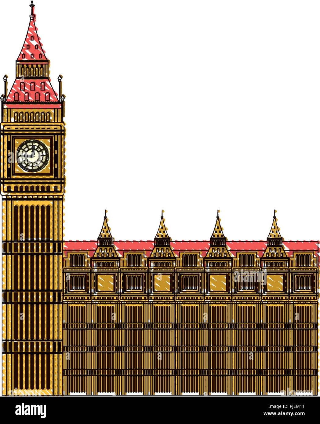 doodle london clock tower architecture design Stock Vector Image & Art ...