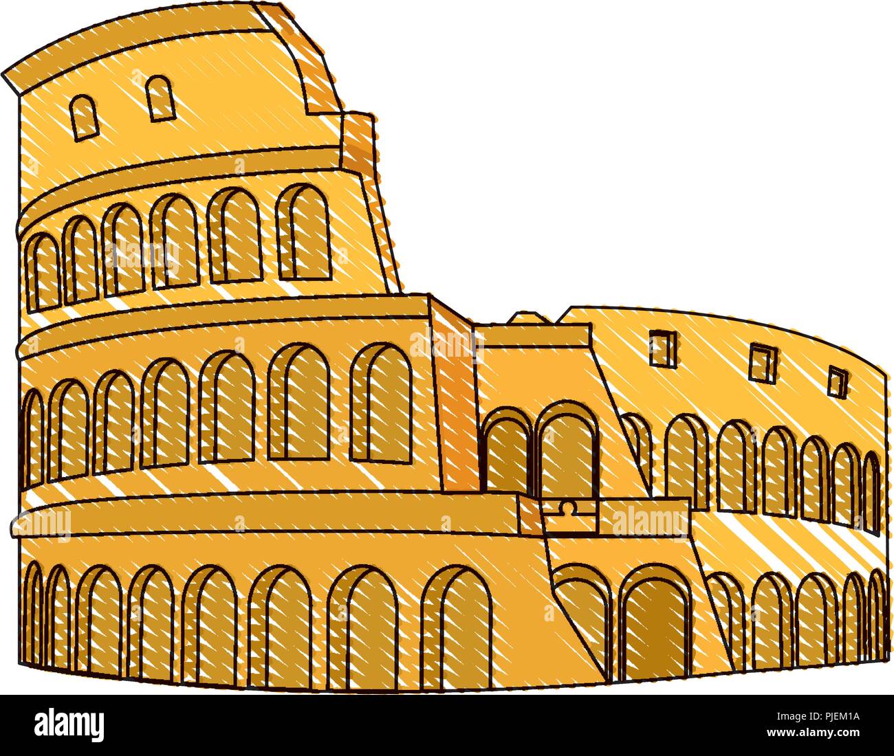 doodle medieval coliseum rome architecture design Stock Vector Image ...
