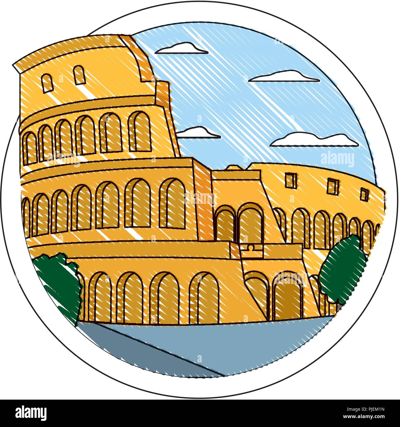 doodle medieval coliseum rome with nice trees Stock Vector Image & Art ...