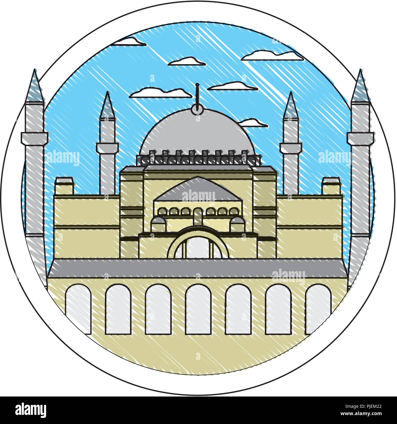 doodle taj mahal in india and nice landscape Stock Vector Image & Art ...