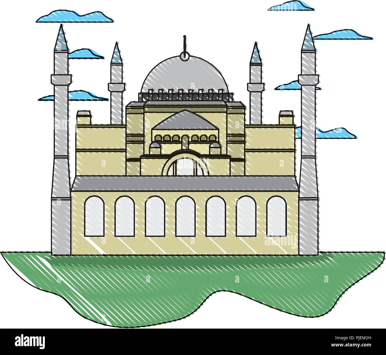 doodle taj mahal in india and nice clouds Stock Vector Image & Art - Alamy
