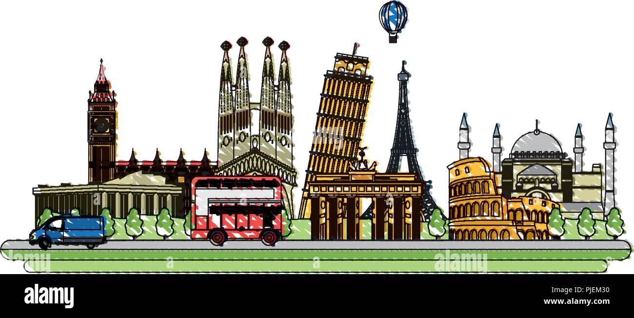 doodle countries structures design and nice cityscape Stock Vector ...