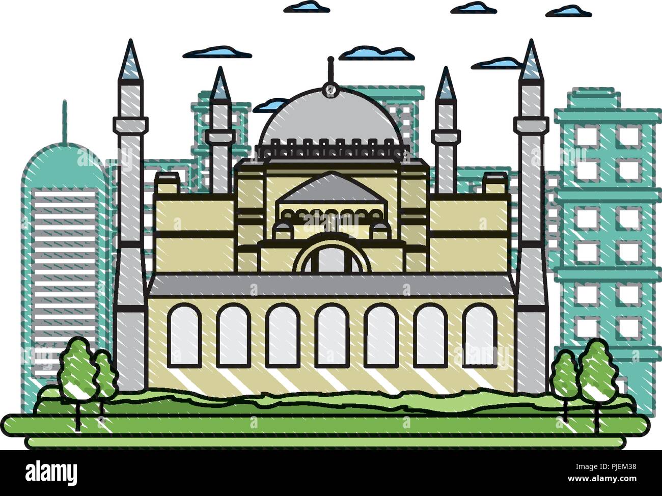 doodle taj mahal in india and nice cityscape Stock Vector Image & Art ...