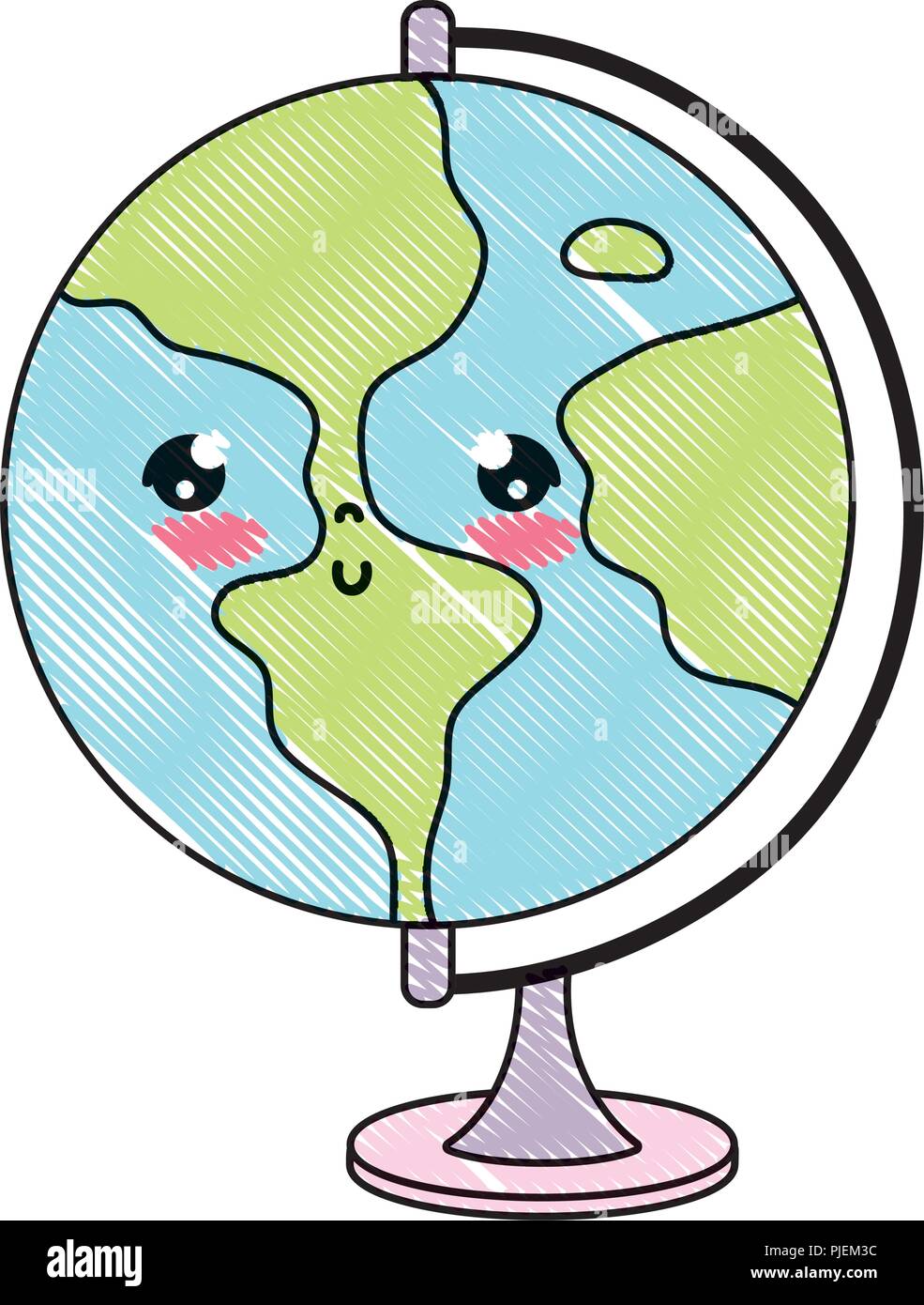 Illustration Cute Cartoon Doodle Map High Resolution Stock Photography ...