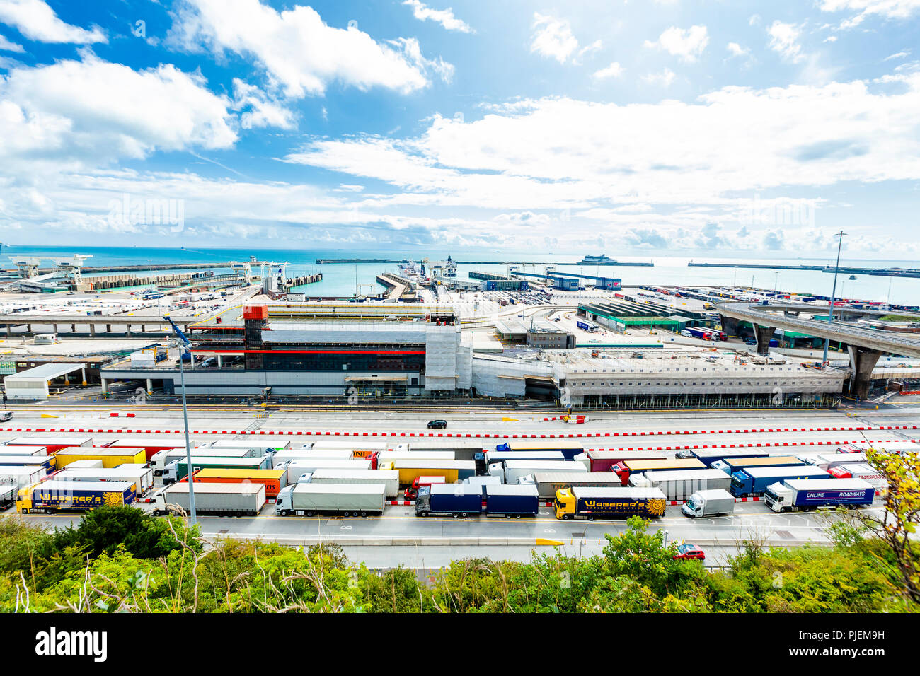 Panoramic scenic view of blue sky and ocean at Dover Port Stock Photo ...