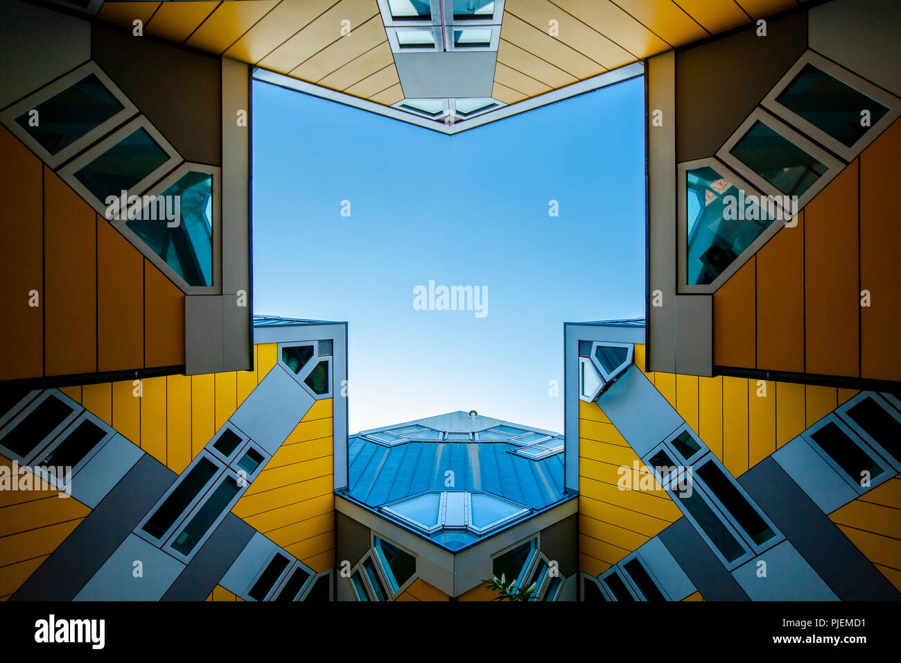 Famous unique roof details with blue sky, Cube House architecture by ...