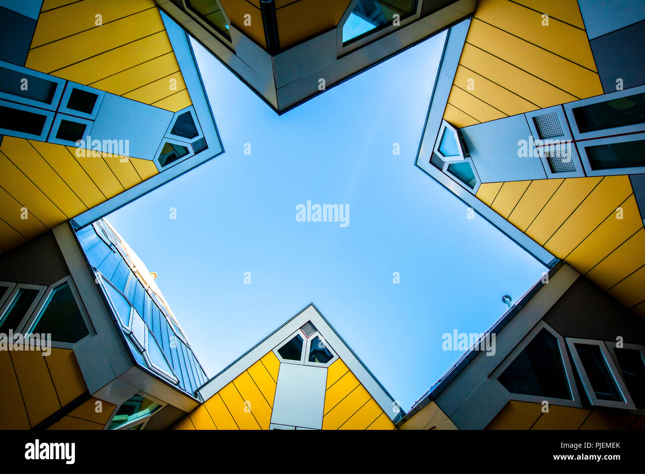 Famous unique roof details with blue sky, Cube House architecture by ...