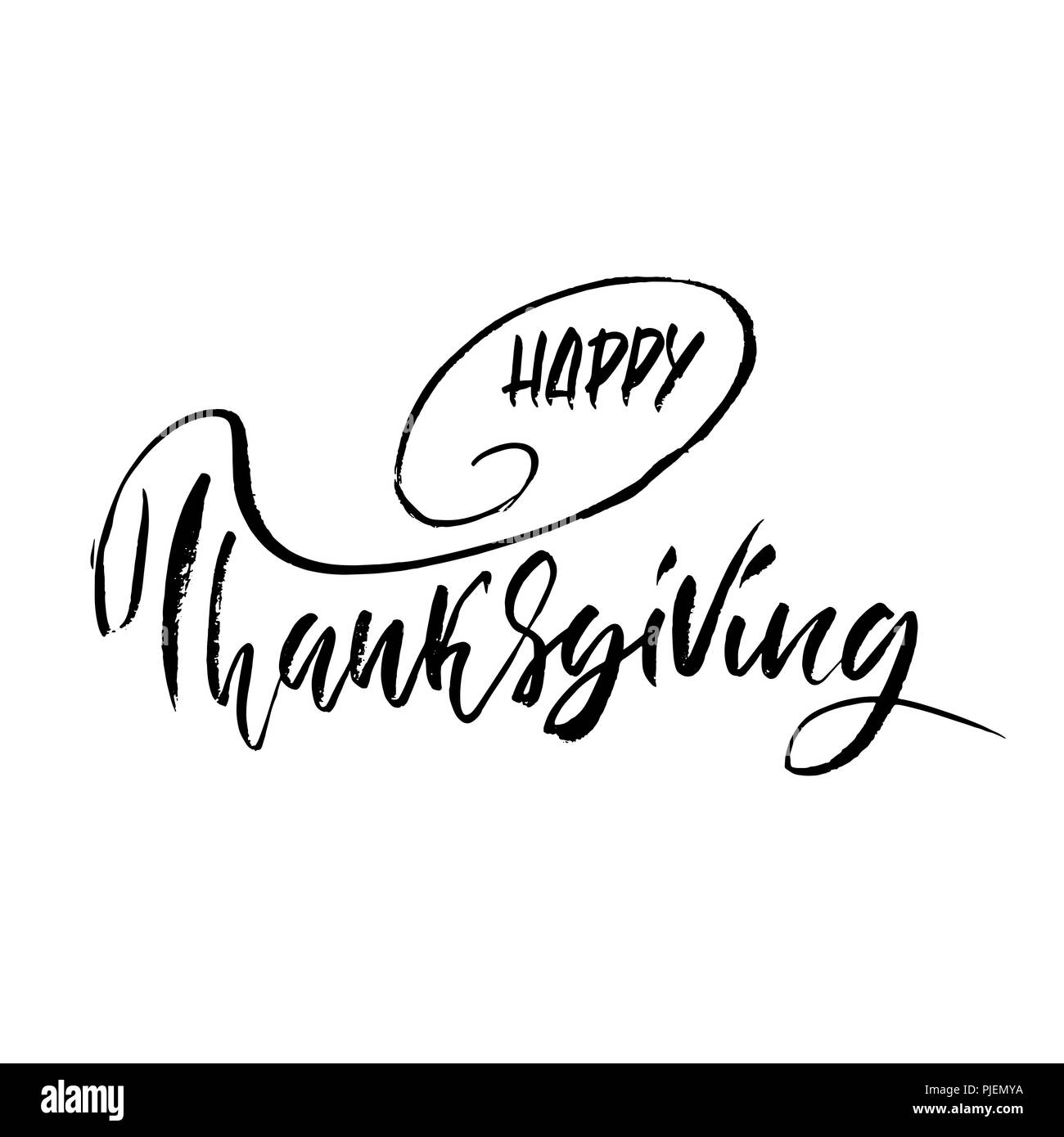 Handwritten Thanksgiving lettering. Happy Thanksgiving card template ...