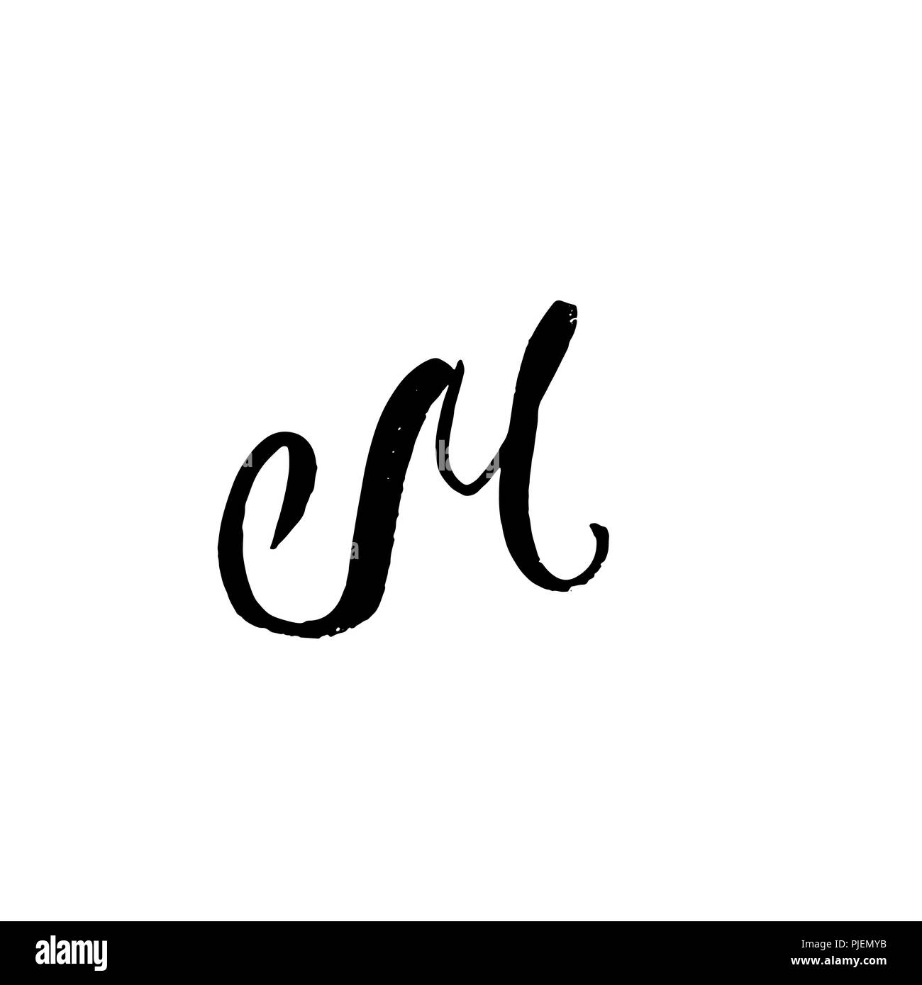 Hand painted letter M. Dry brush modern lettering. Vector illustration ...