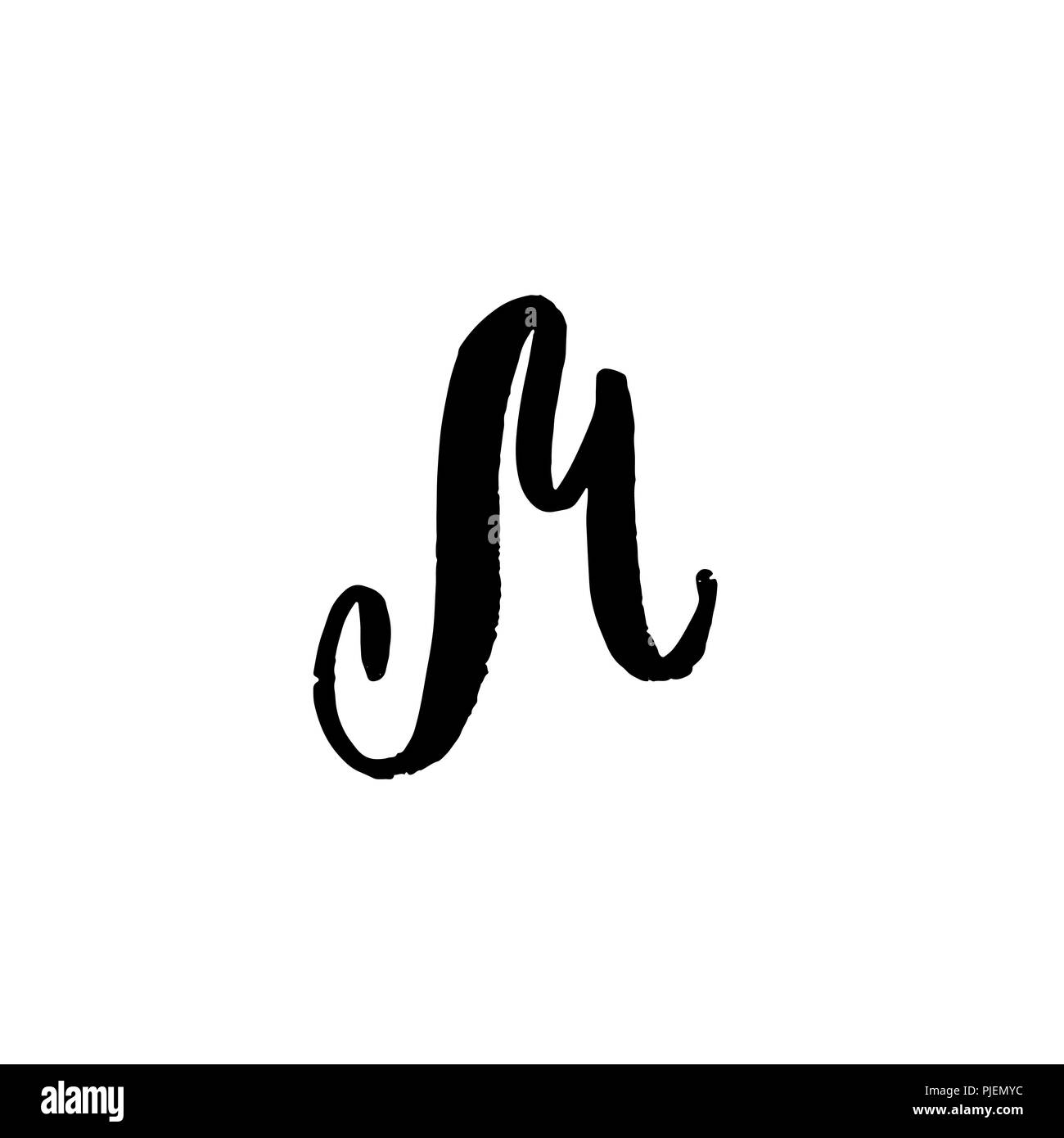 Hand painted letter M. Dry brush modern lettering. Vector illustration ...