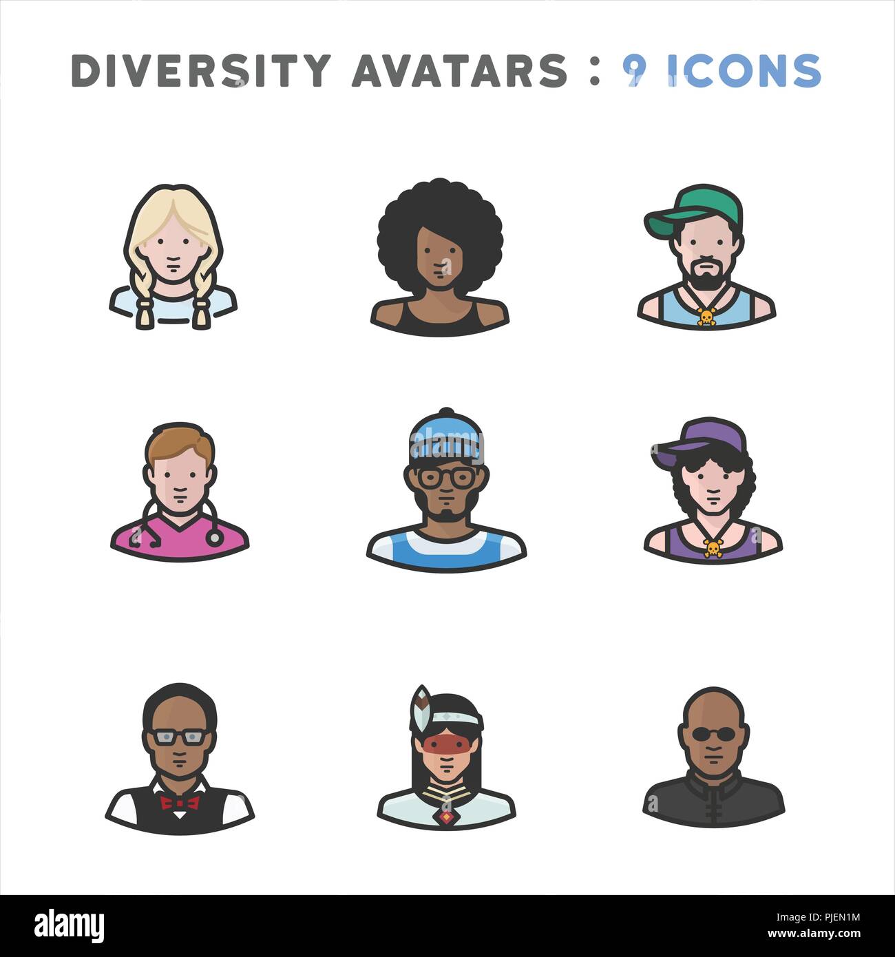 9 Avatars depicting diverse cultures, religions, and nationalities ...