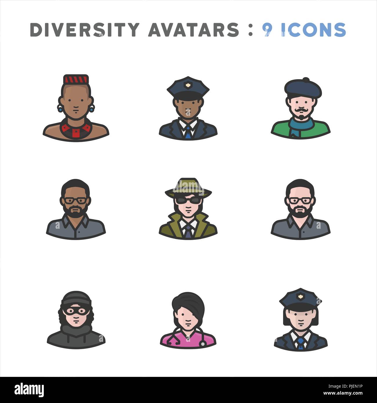 9 Avatars depicting diverse cultures, religions, and nationalities ...