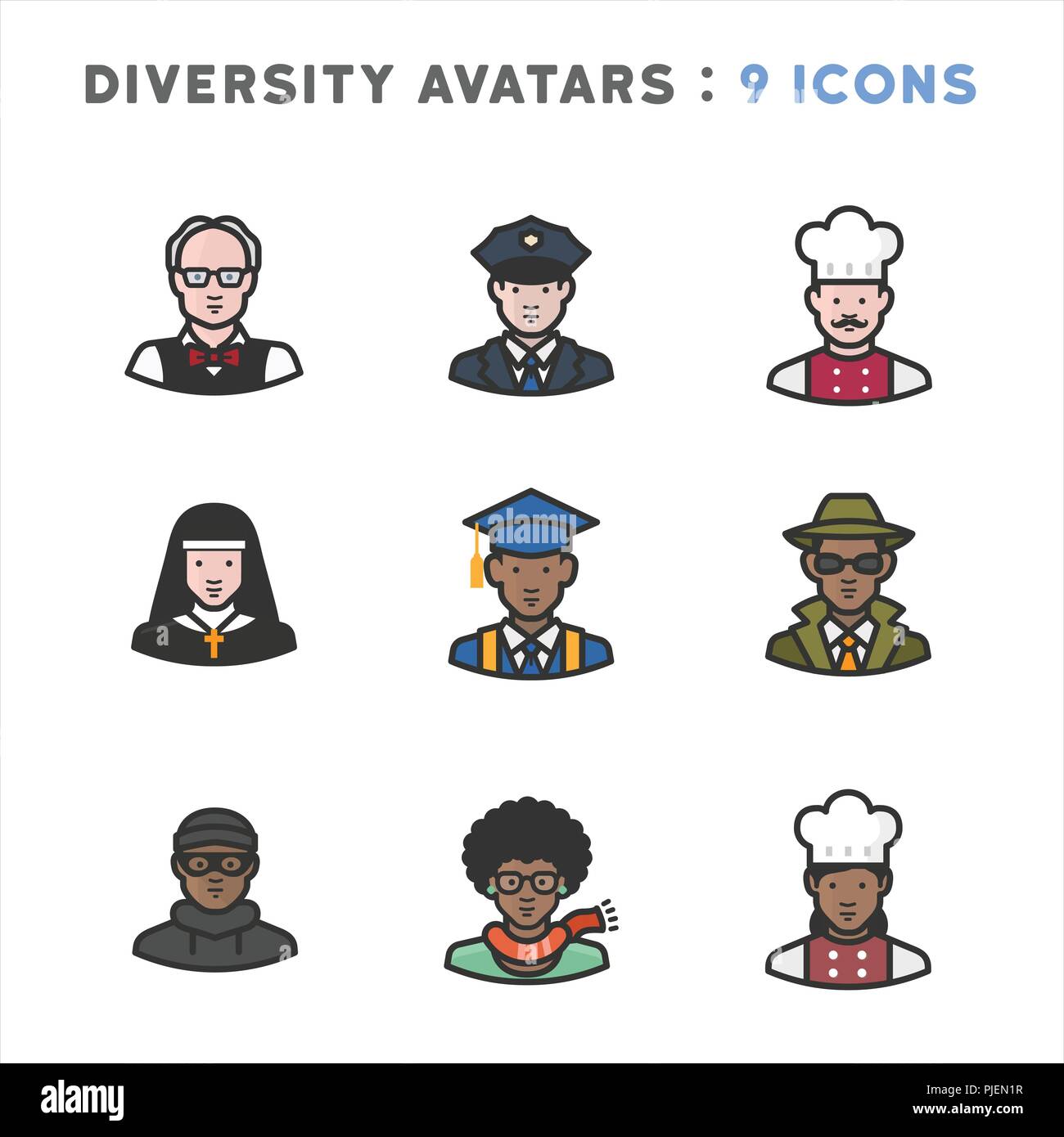 9 Avatars depicting diverse cultures, religions, and nationalities ...