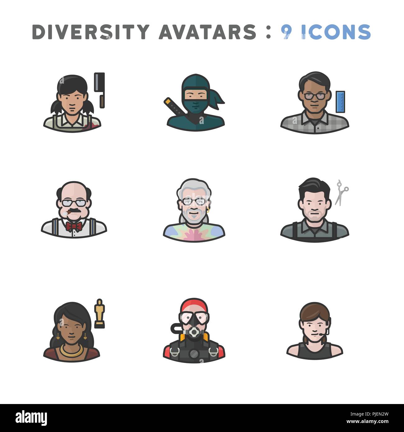9 Avatars depicting diverse cultures, religions, and nationalities ...