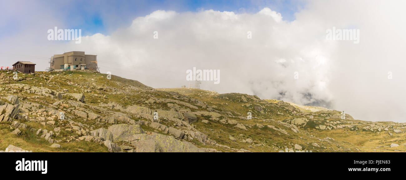 Scene around cable car station to viewpoint at top of Mont Blanc ...