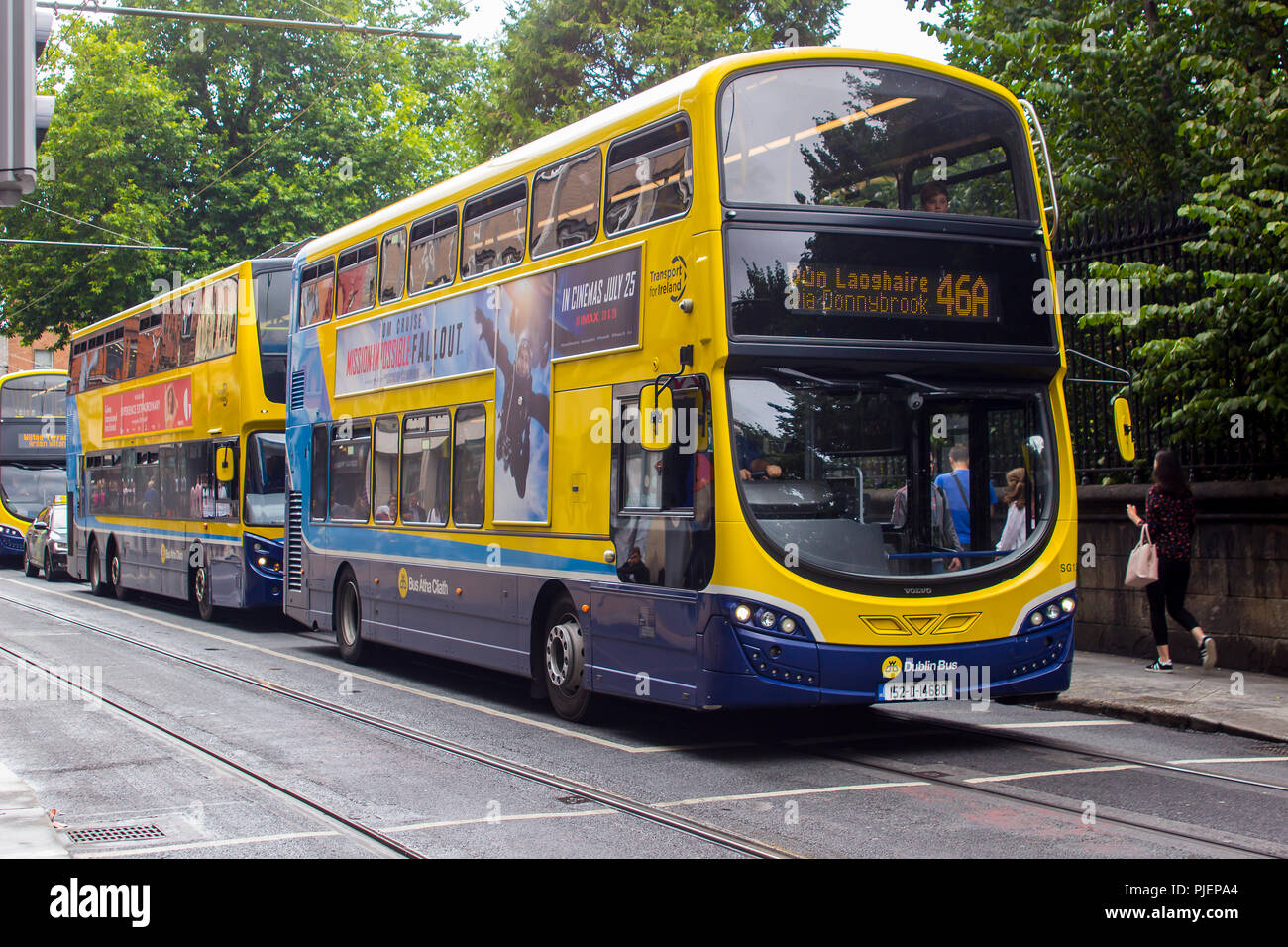 20 July 2017 Modern public transport buses on St Stephen's Green Dublin ...