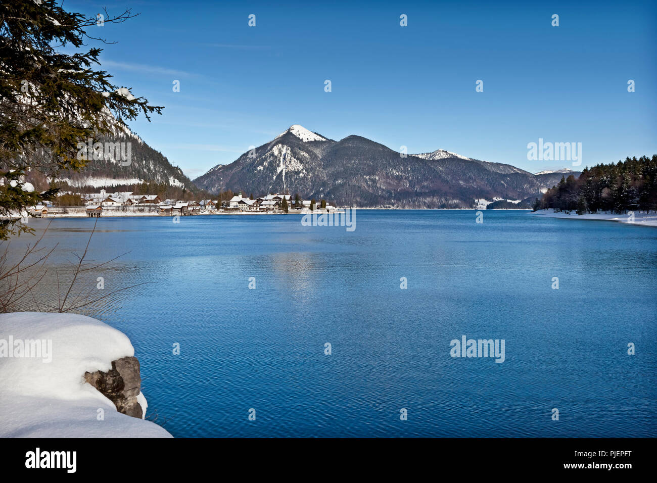 An image of the Walchensee in Bavaria Germany covered in snow Stock ...
