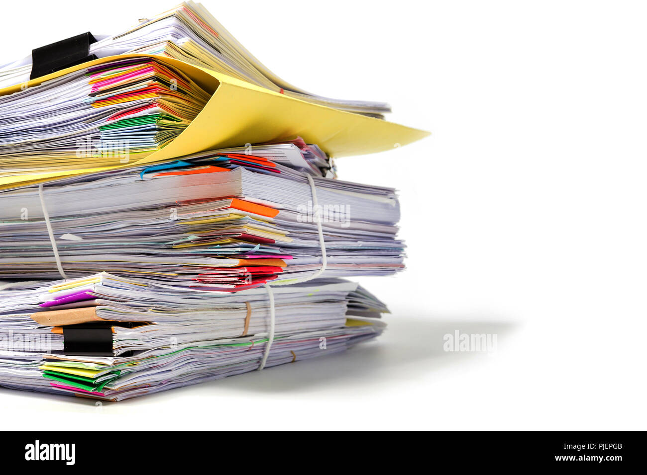 Stack of Documents isolated on white background Stock Photo - Alamy